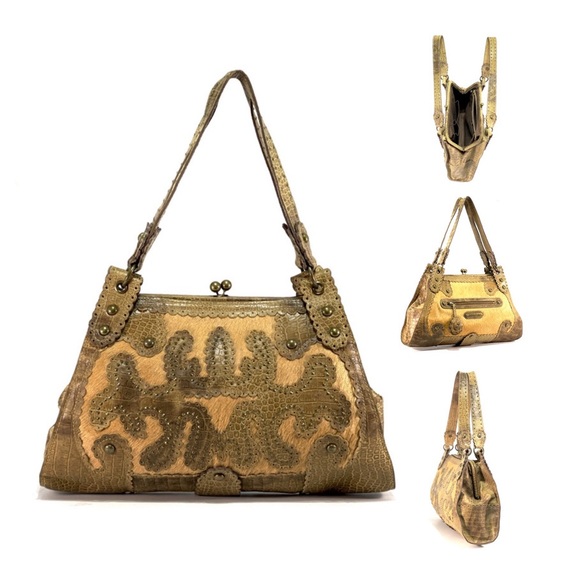 Isabella Fiore | Bags | Isabella Fiore Pony Hair Studded Leather Bag ...